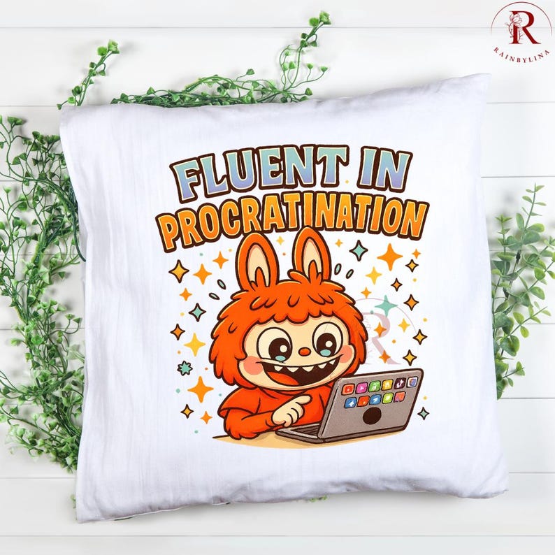 Fluent in Procrastination PNG , Cute Doll Laptop Clipart, Funny Study ...