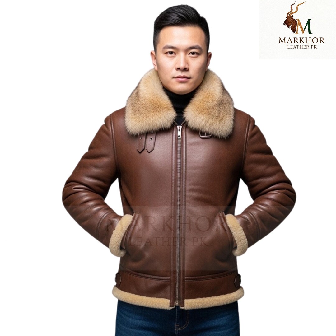 Faux Fur Collar Brown Leather Jacket: Highland Raider Style - Etsy