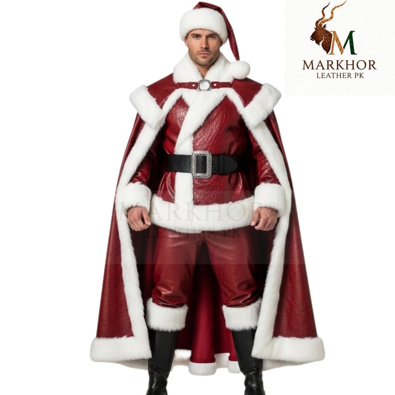 Handcrafted Red Leather Santa Costume: Gothic Holiday Cosplay Outfit - Etsy