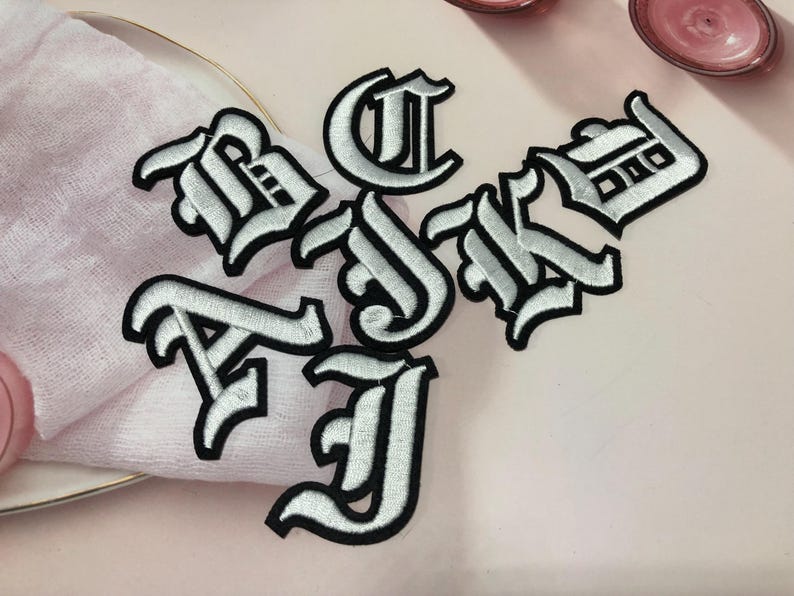 Classic Black-edged White Roman Alphabet Patches 2 Inch| Iron-on or Sew ...