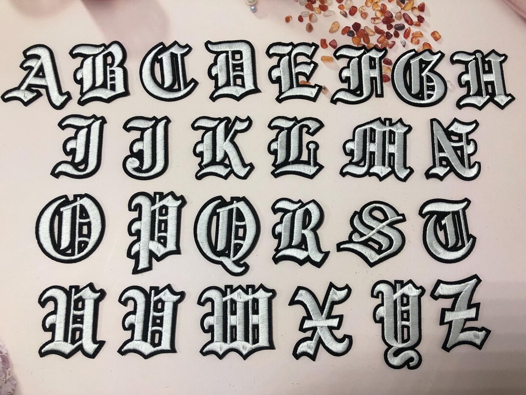 Classic Black-edged White Roman Alphabet Patches 2 Inch| Iron-on or Sew ...