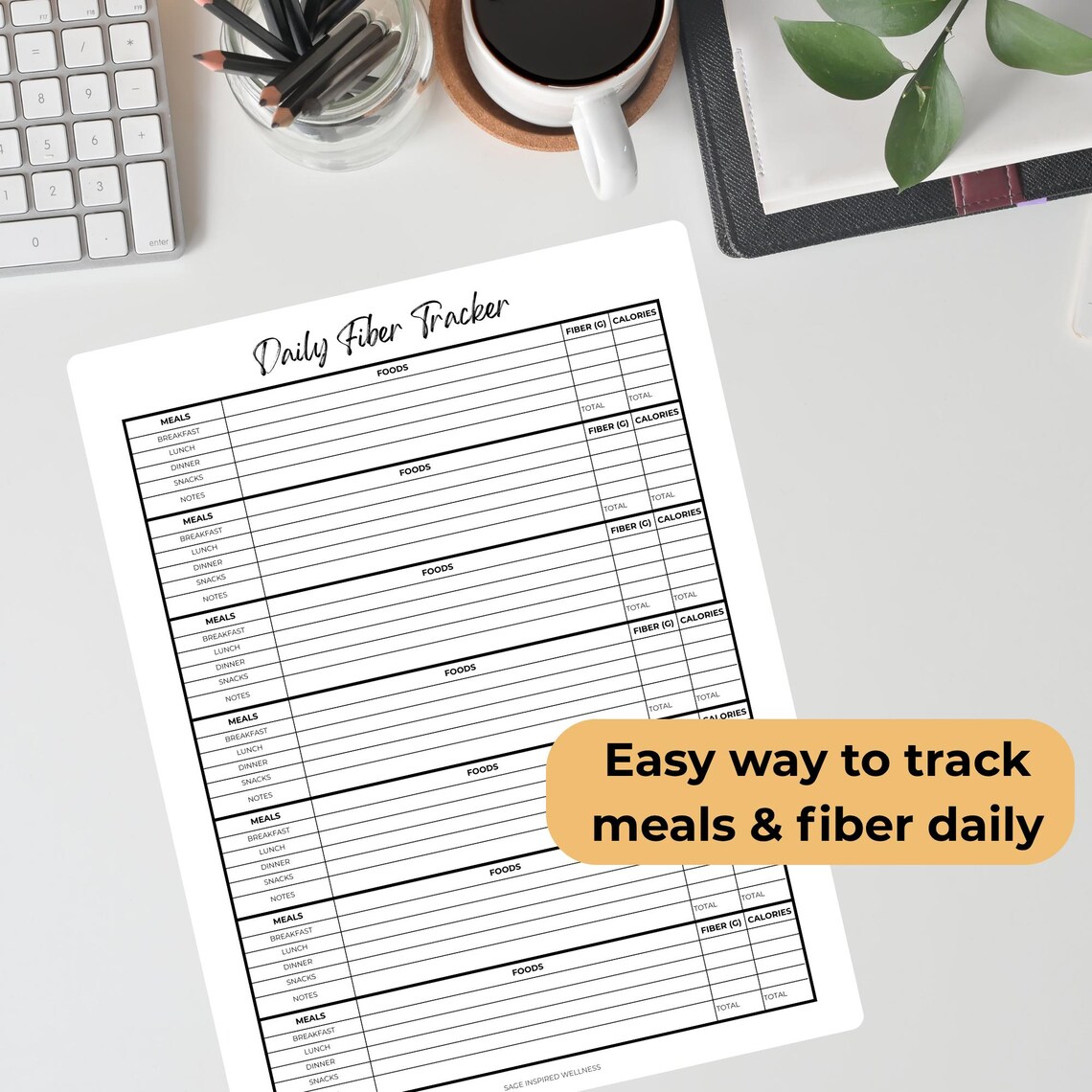 High Fiber Food List & Fiber Tracker Printable | Gut Health Wellness ...