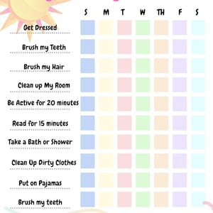 Kids Chore Chart: Daily & Weekly Responsibility Checklist (PDF ...