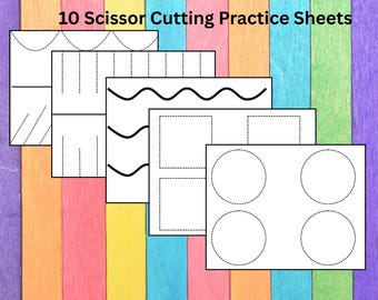 Scissor Skills Worksheet, Cutting Practice, Scissor Skills Printable ...