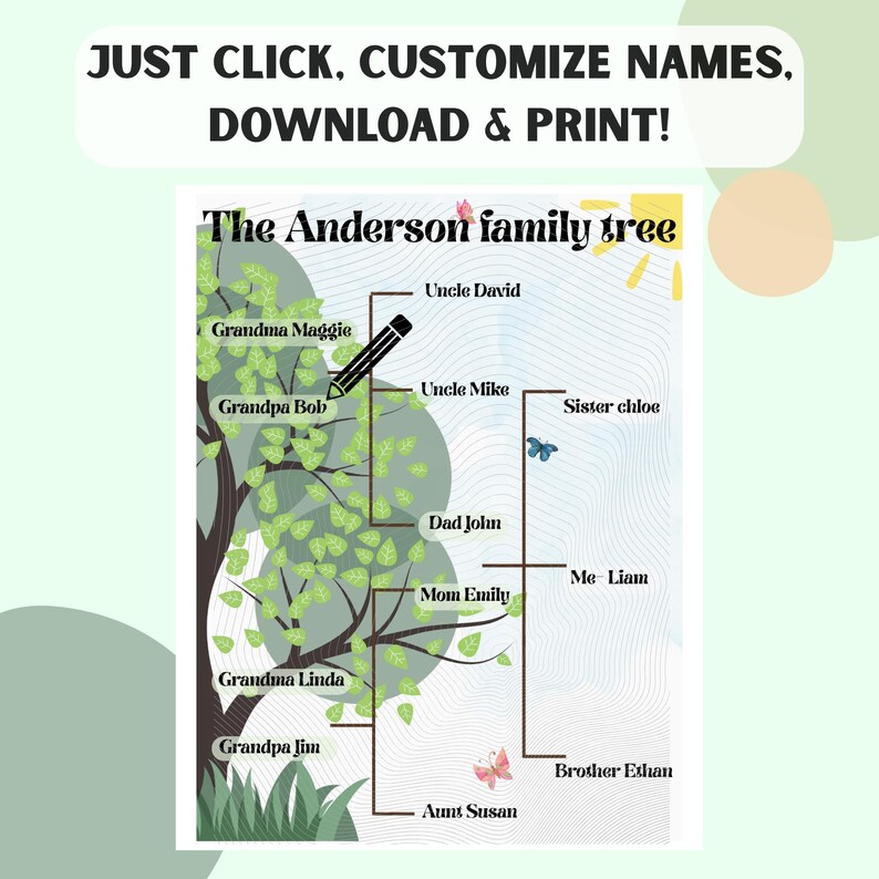 Fun Family Tree Template for School Projects – Kid-friendly Design ...