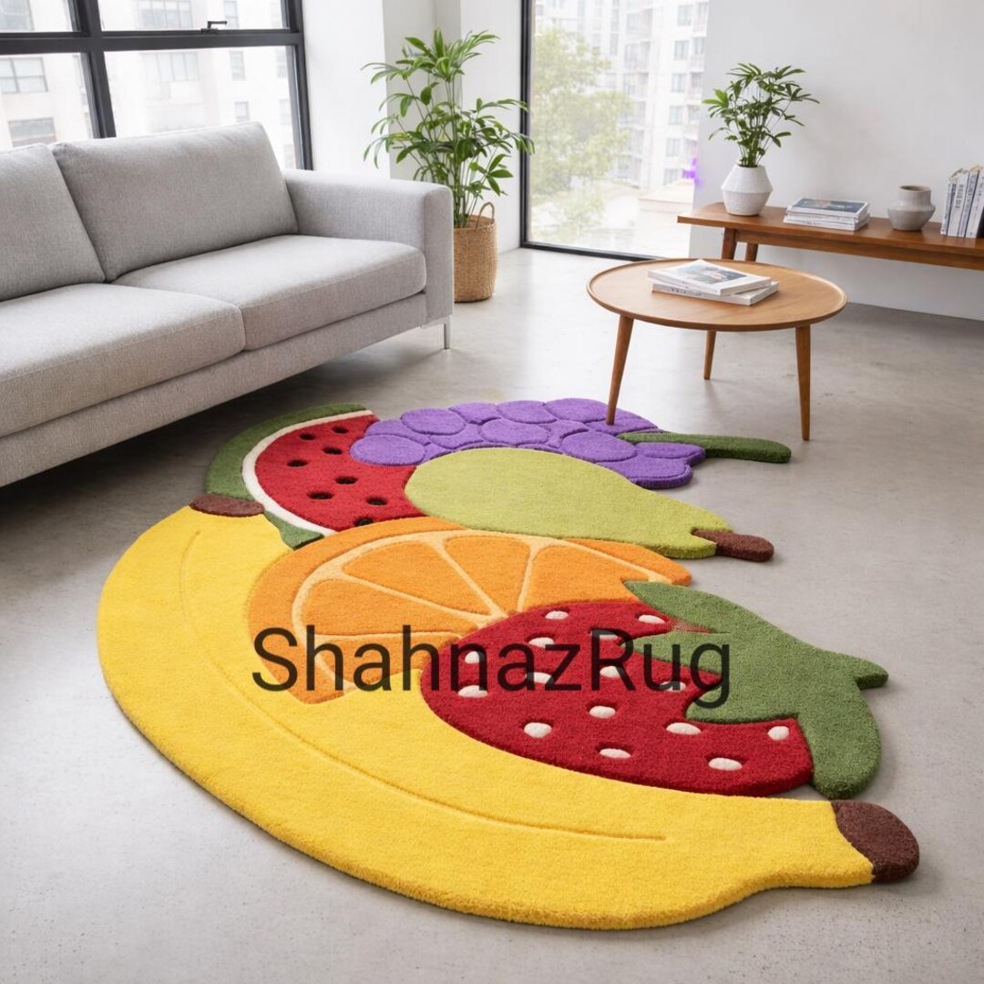 Cute Fruit Tufted Rug – Banana Strawberry Orange Play Mat – Kids ...