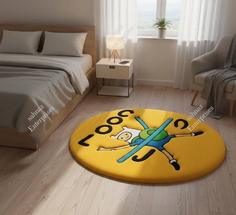 Adventure Time Finn Ramen Rug – Handmade Cartoon Noodle Mat – Colorful ...