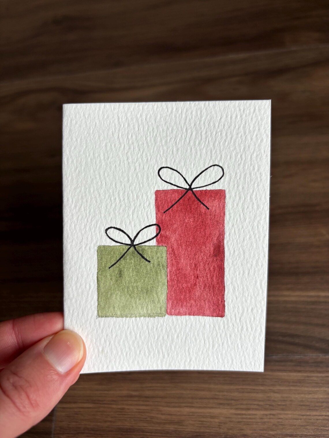 Set of 3 “christmas” Mini Hand Painted Original Watercolor Cards - Etsy
