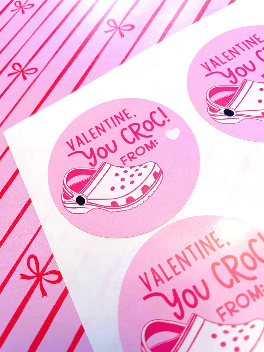 PINK Croc Valentine Stickers- READY to Ship - Etsy