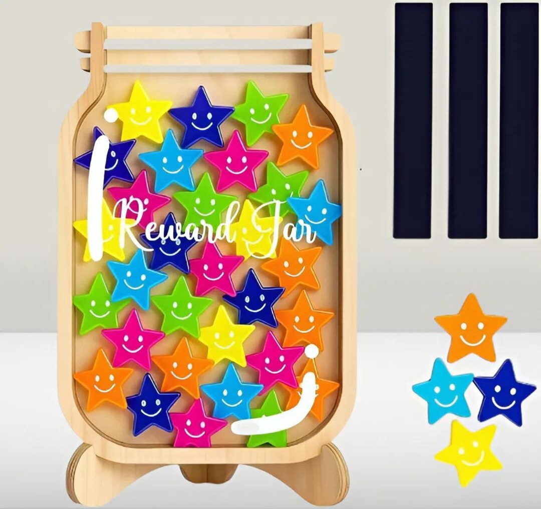 Personalised Star Smile Reward Jar, Colorful Classroom Decor, Star Face ...