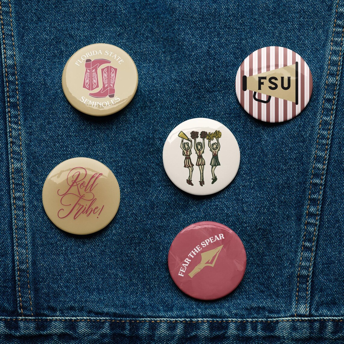 FSU Seminoles Gameday Button Pins: Florida State Spirit Set - Etsy