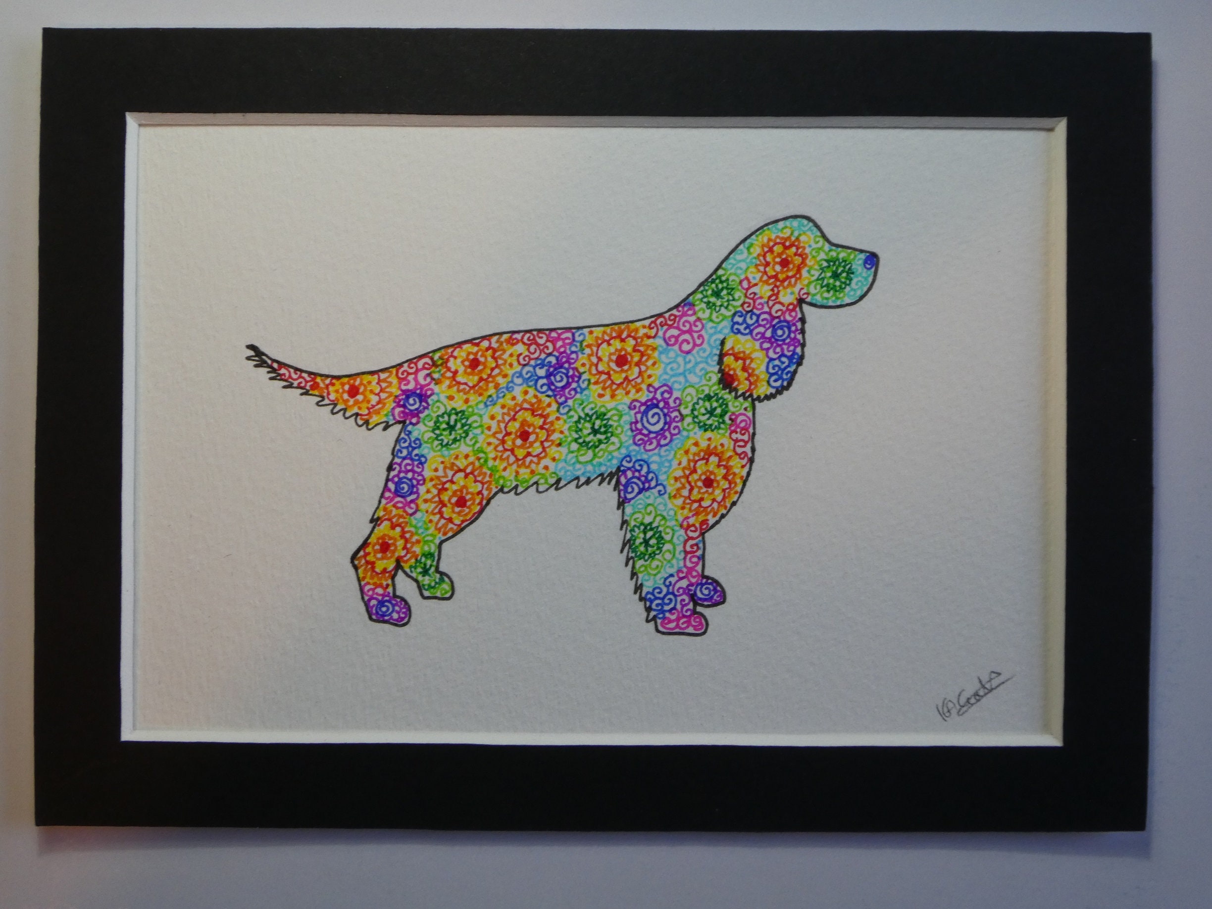 Original Ink Pen Dog Spaniel Drawing 1 of 1