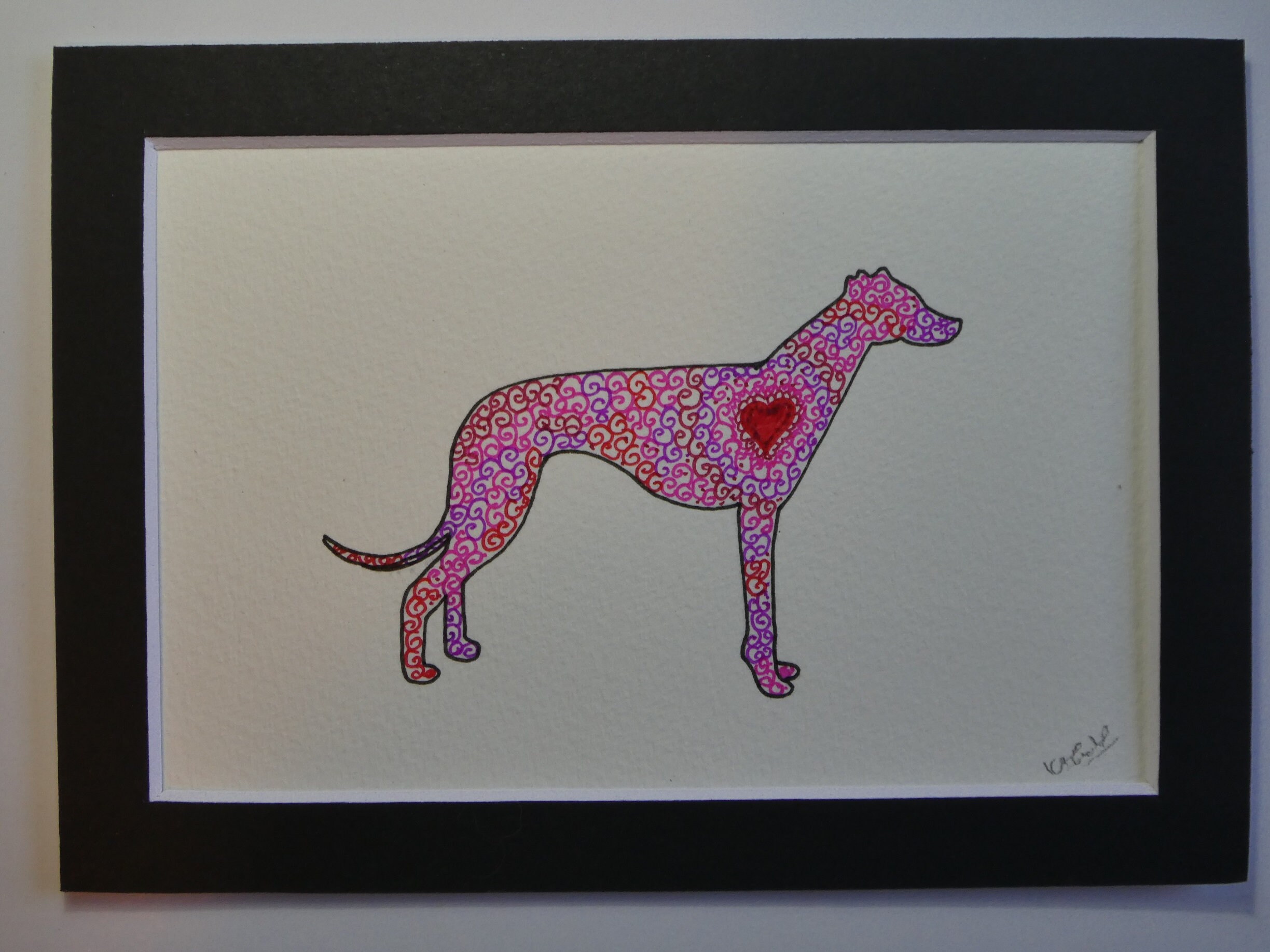 Original Ink Pen Dog Mandala Greyhound /Whippet Drawing 1 of 1