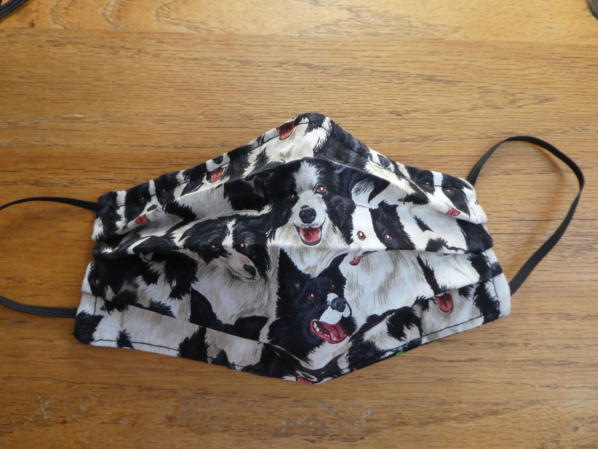 1 x Luxury Cotton Border Collie Design Face Mask Double Layer, wired ...