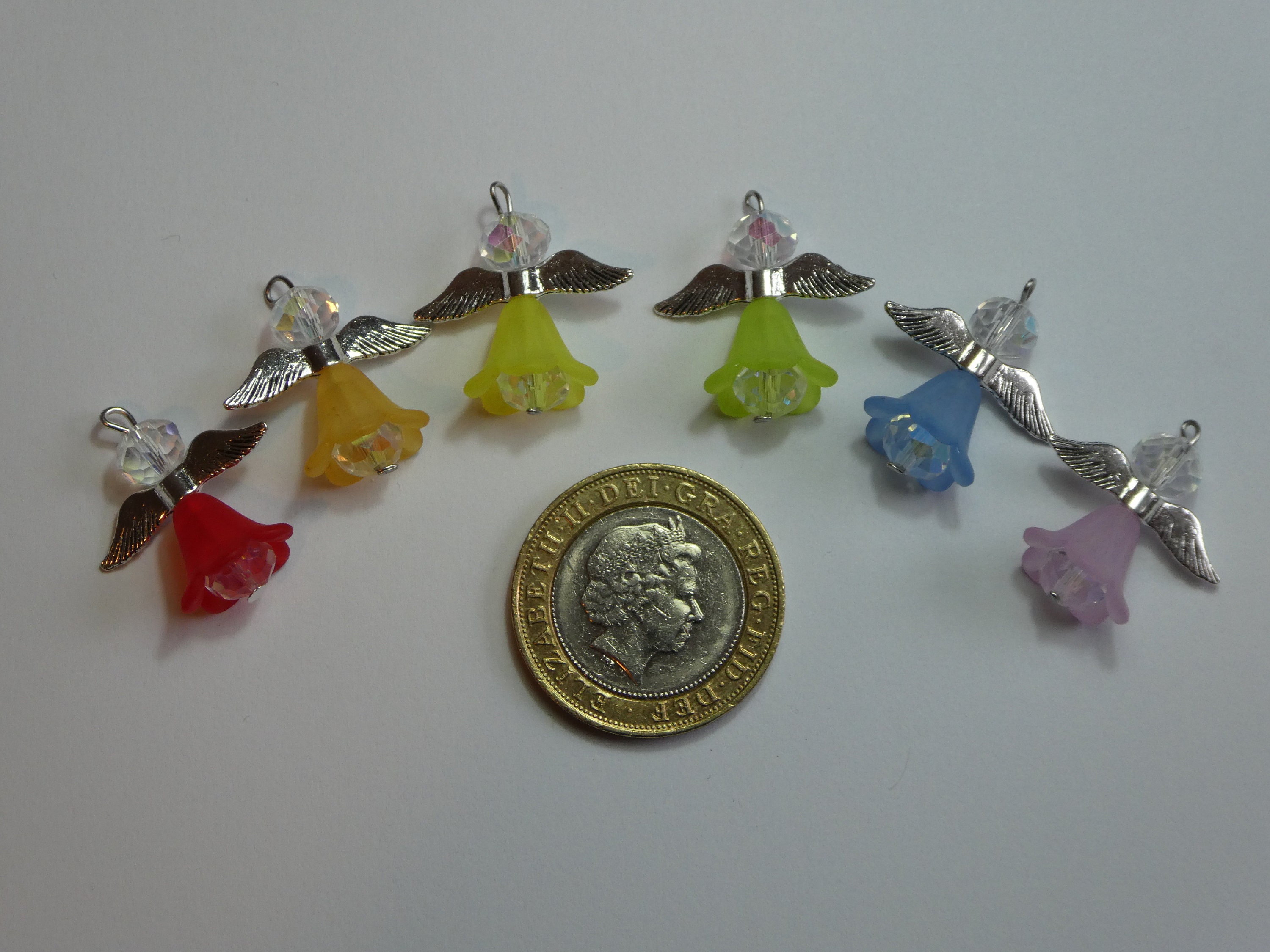 Crystal Angel Charms DIY Craft Kit to make 6 Angels in Rainbow or ...