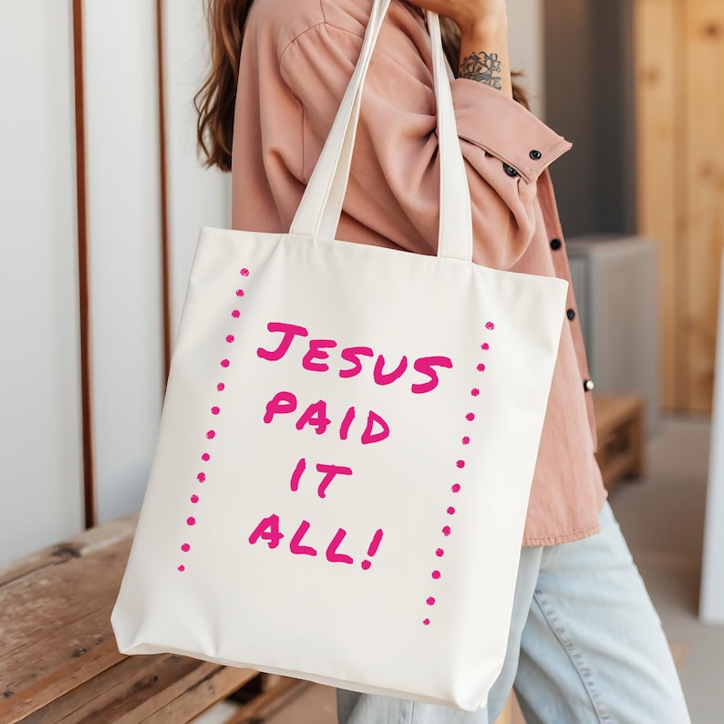 Christian Tote Bag Worship Jesus is My Jam Design Faith Inspired Carry ...