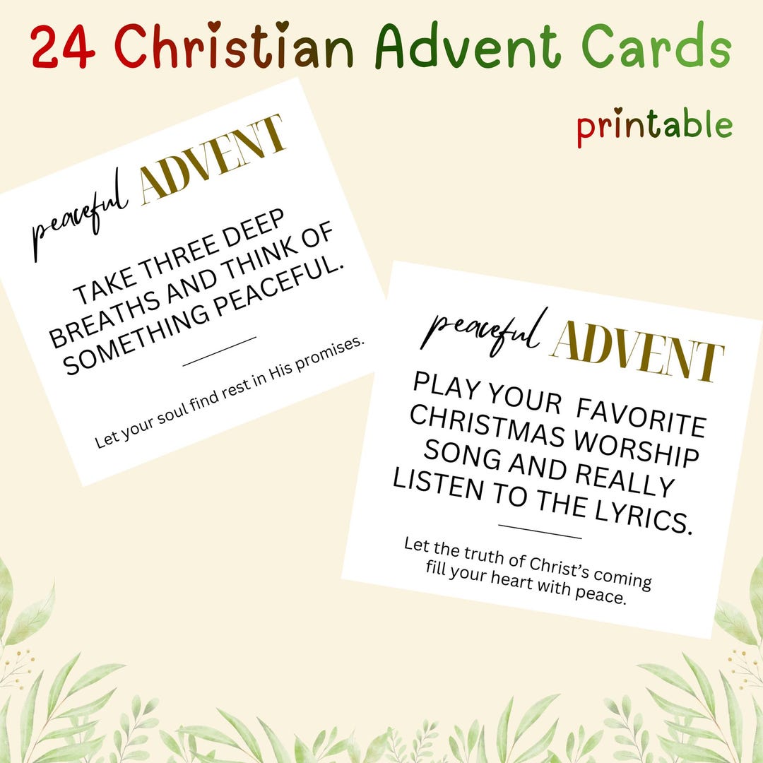 24 Christian Advent Reflection Cards for Adults Printable Set Peaceful ...