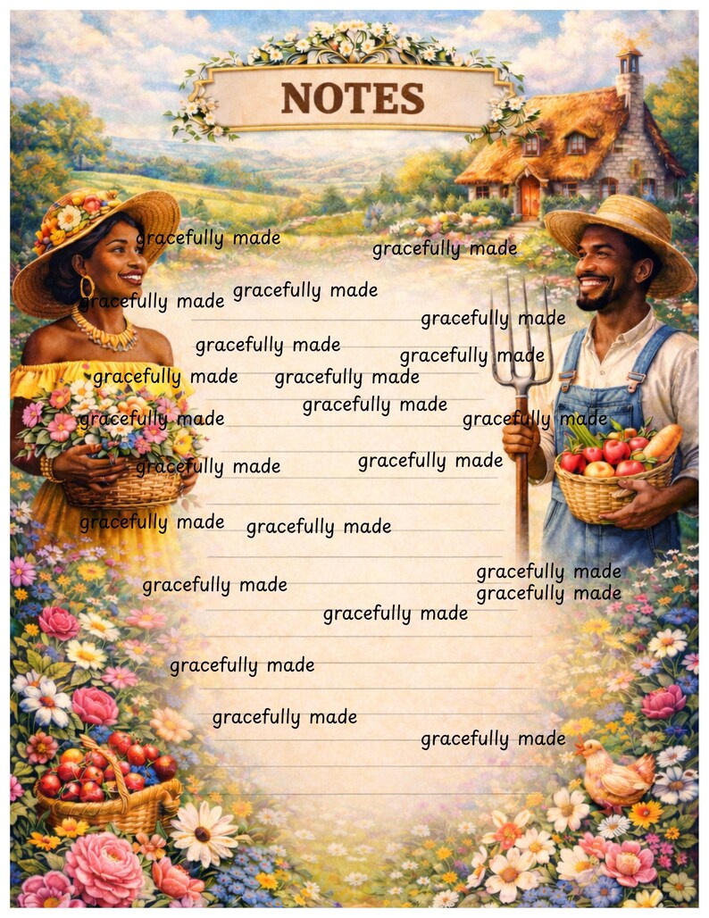 Cottagecore Notepad Printable | Afro-caribbean Countryside Notes - Etsy