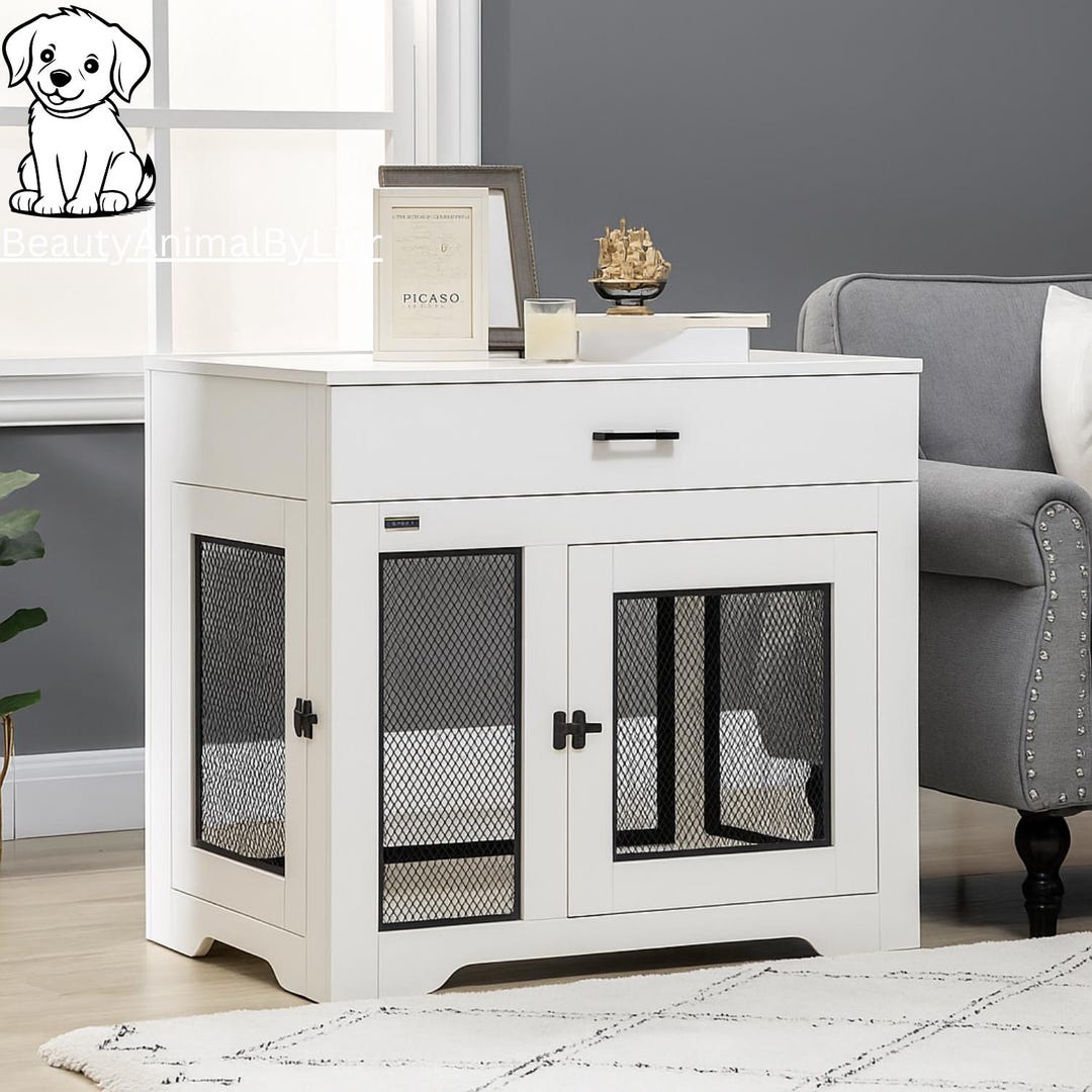Stylish Dog Crate | Indoor Dog House With 2 Doors | Dog Kennel End ...