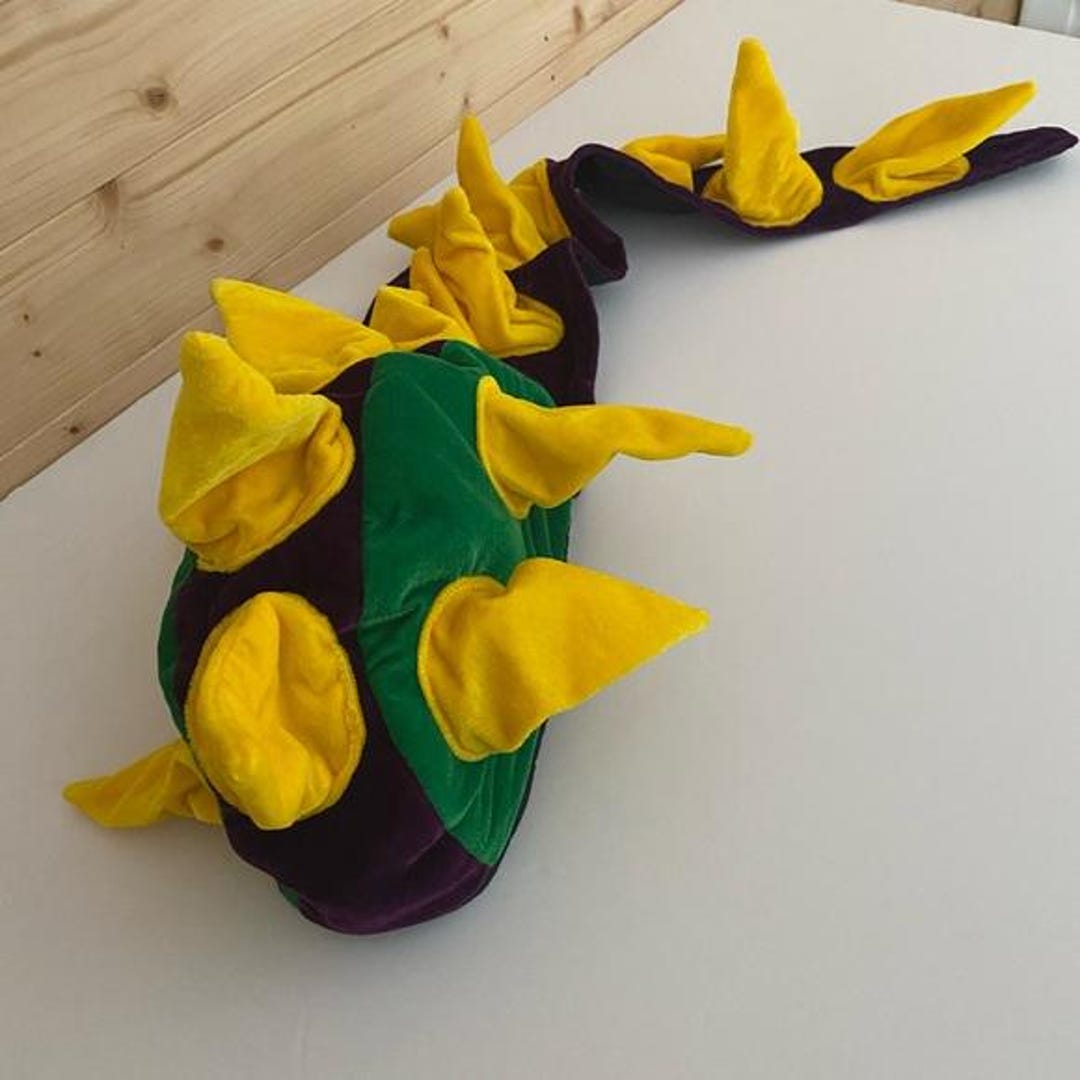 Vintage Mardi Gras Jester Hat Velvet Extra Long Tail – Purple Green ...
