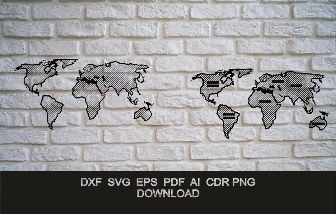 Earth Map SVG DXF Cut File | Laser CNC Plasma Waterjet Vector Design ...