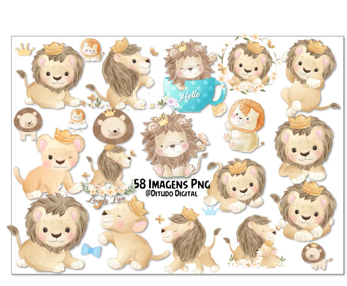 Cute Lion Clipart, Lion Png, Cute Lion Clip Art, Happy Lion Clipart ...