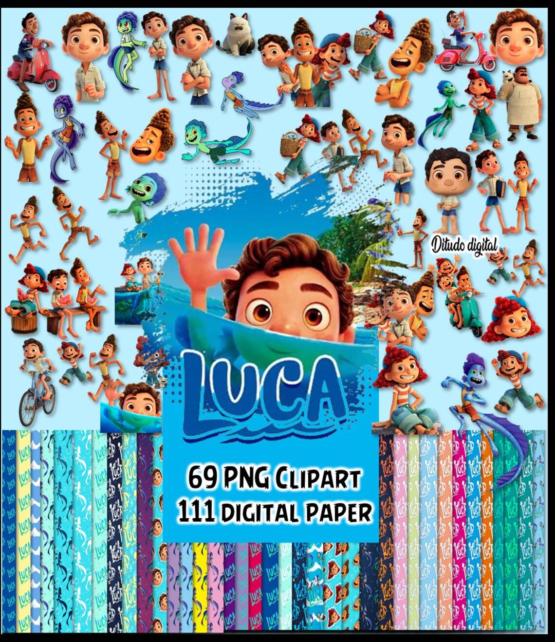 Luca Digital Paper, Luca PNG, Luca Clipart, Luca Alphabet, Luca ...