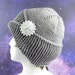 1920's Flapper Hat, Grey Wool, Mother of Pearl Flower, Sophisticated ...