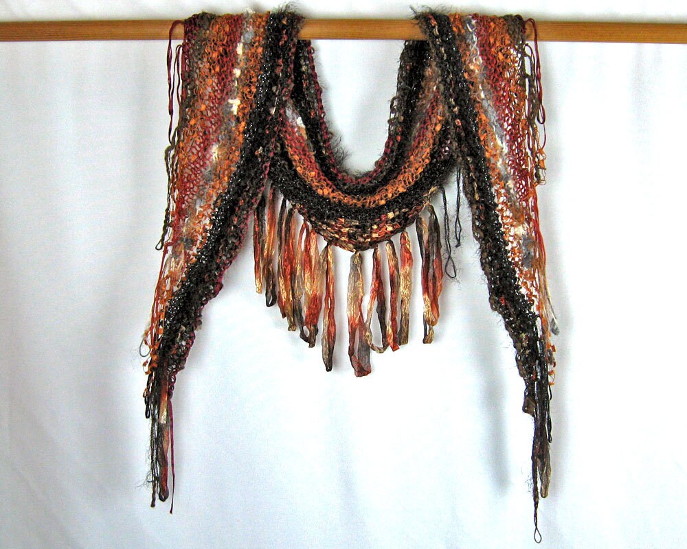 Knitting Pattern Triangular Shawl With Looped Fringe - Etsy