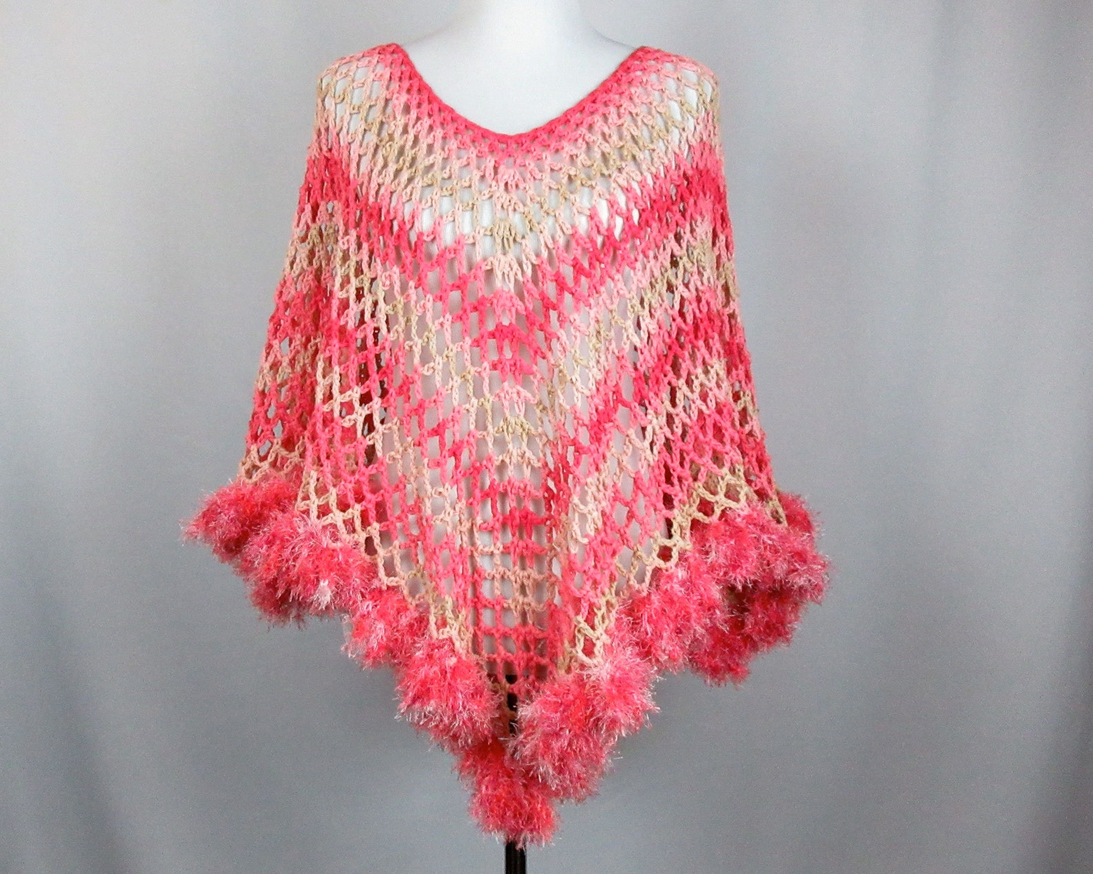 Hand Crochet Pattern, Lacy Crocheted Mesh Poncho, Crochet Pattern PDF ...