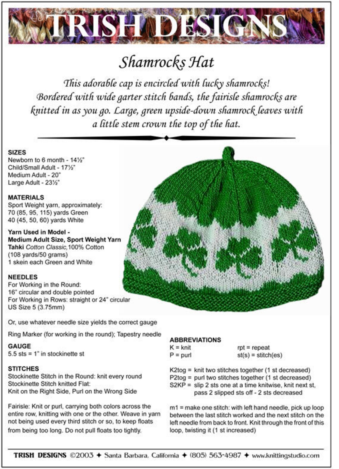 Hand Knitting Pattern Shamrocks Hat Knitting Pattern PDF - Etsy