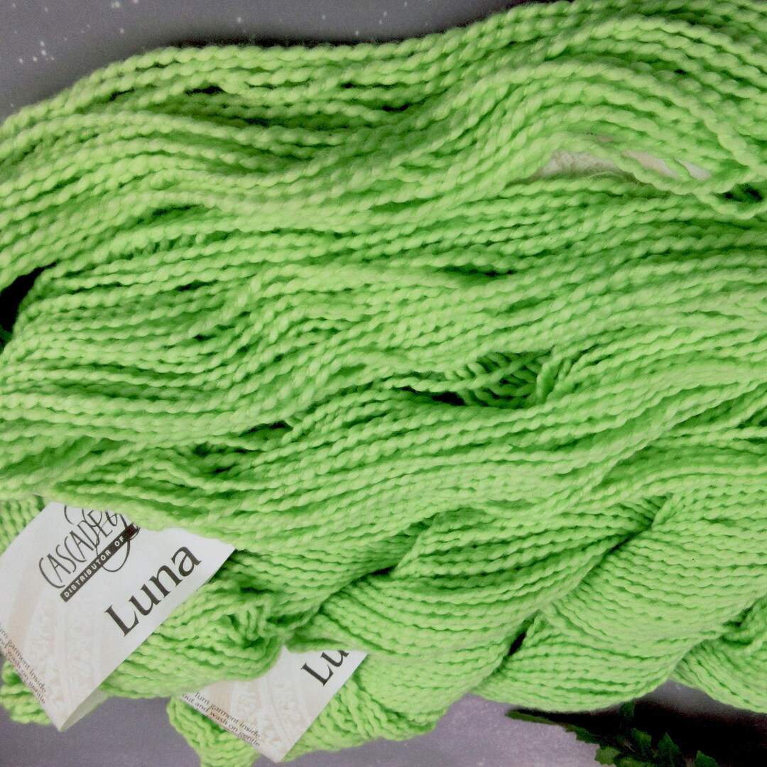 Cascade Yarns Luna Solids, Textured Cotton Yarn, Lime Green, Rare ...