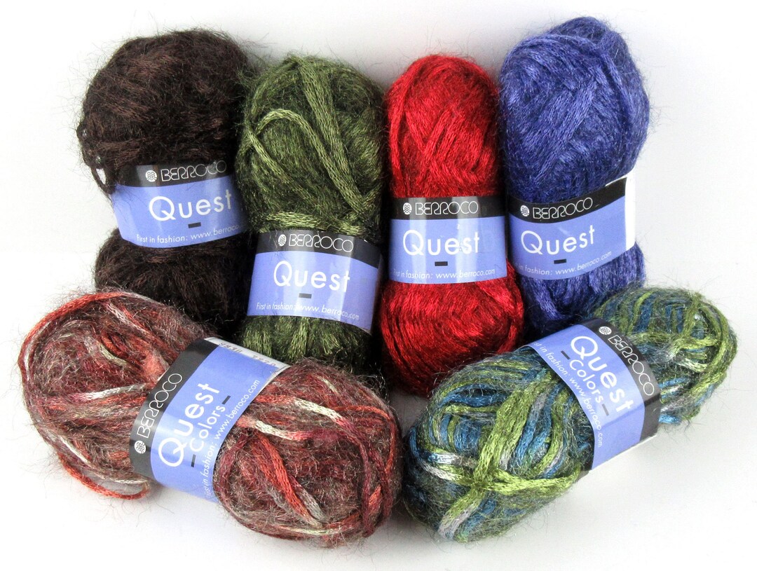Berroco Yarn Quest, Solids and Multi Colors, Light Airy Brushed Nylon ...