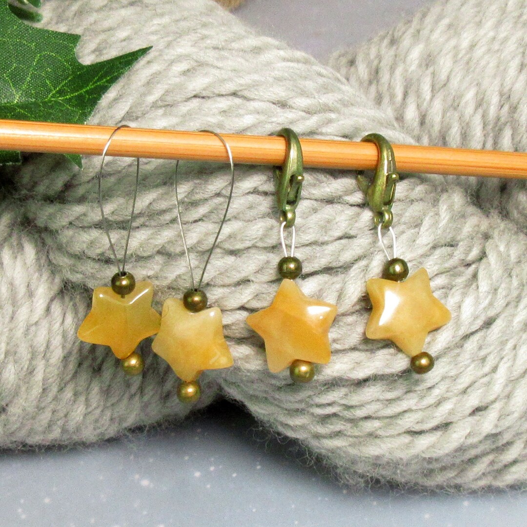 Yellow Carnelian Star Progress Keepers/stitch Markers for Knitting and ...