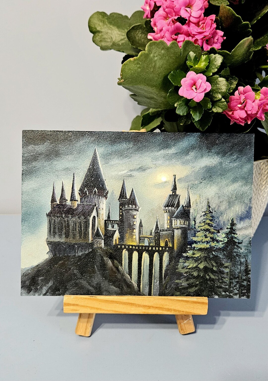 Fantasy Castle Miniature — Original Oil Painting on MDF 13×18 Cm ...