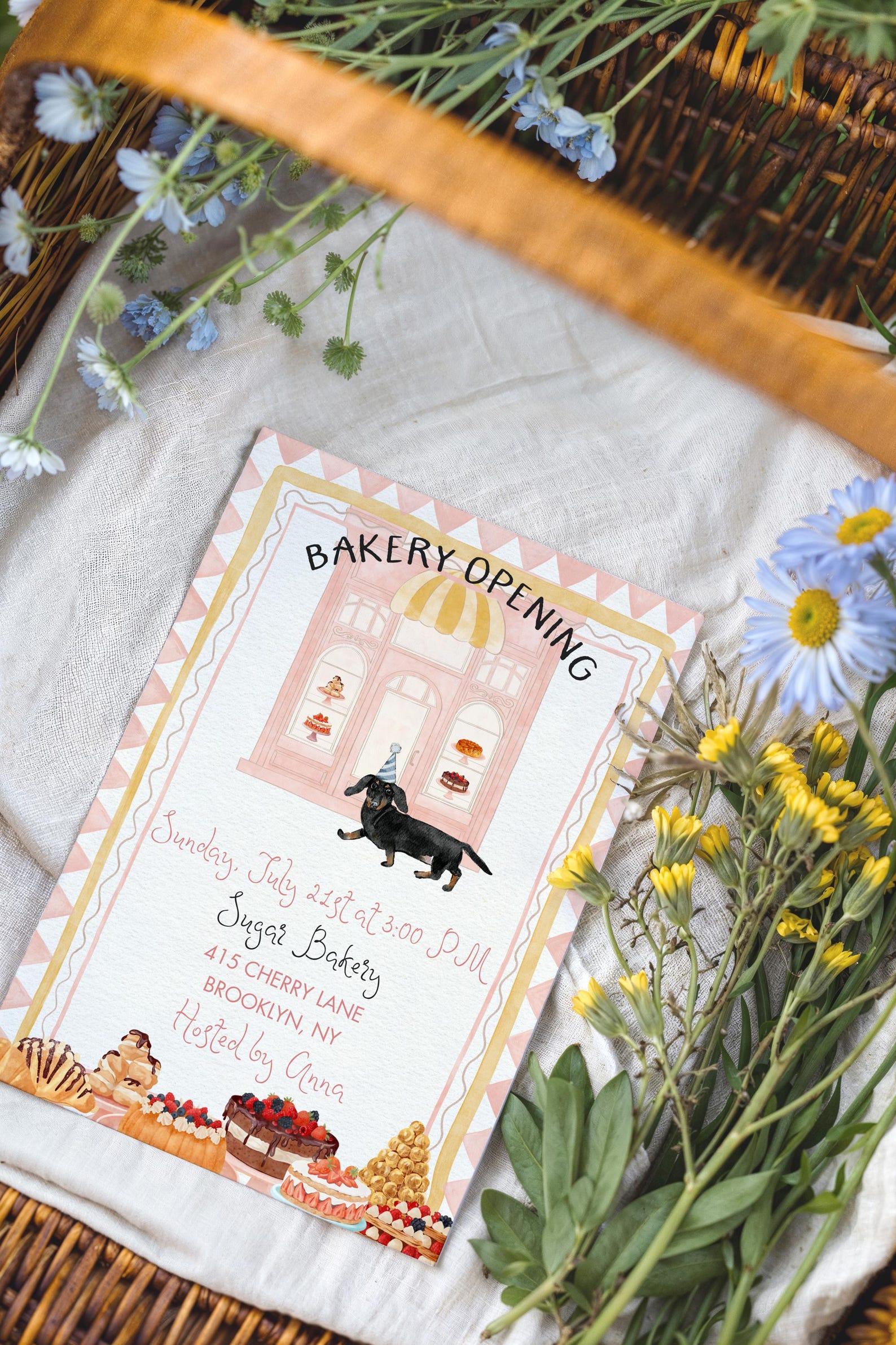 Bakery Opening Invitation | Editable Canva Template | Pastry Shop Party ...