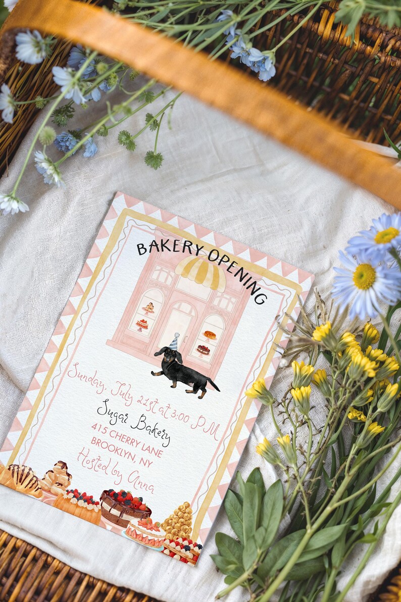 Bakery Opening Invitation | Editable Canva Template | Pastry Shop Party ...