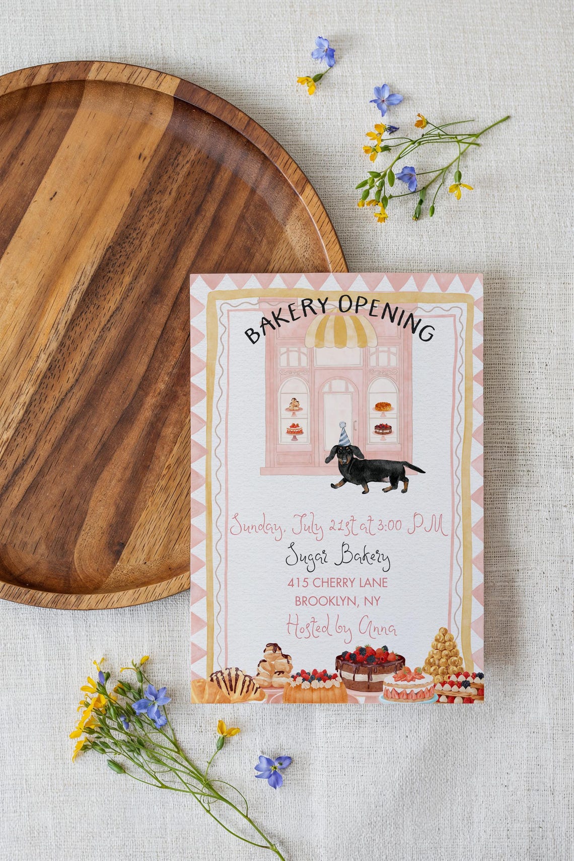Bakery Opening Invitation | Editable Canva Template | Pastry Shop Party ...