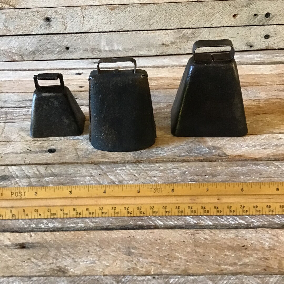 3 Cowbells 3 Sizes Rolled Steel, Vintage Hand Made Bells, Primitive ...
