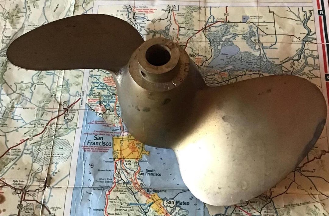 Vintage Two Blade Brass Boat Propeller. Cast Brass Outboard Boat Motor ...