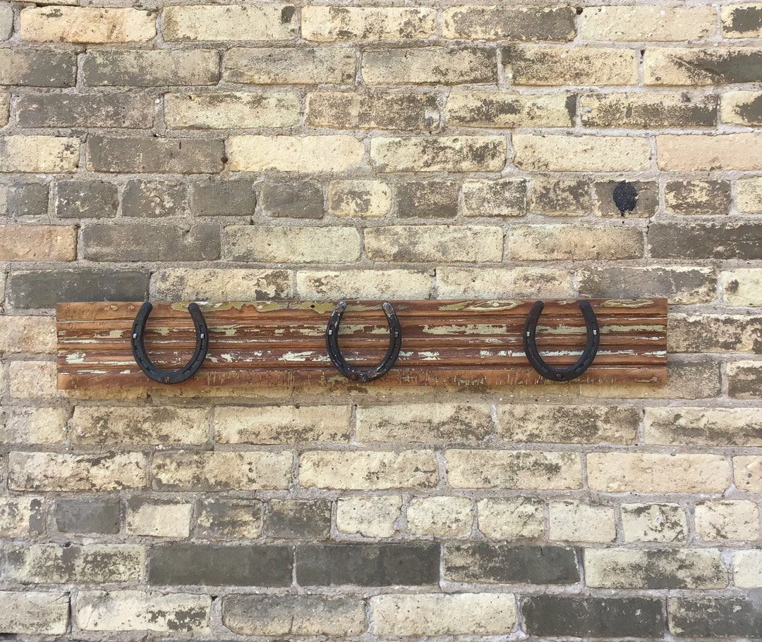 Upcycled Coat Rack Made From Reclaimed Wood and Authentic Horseshoes ...