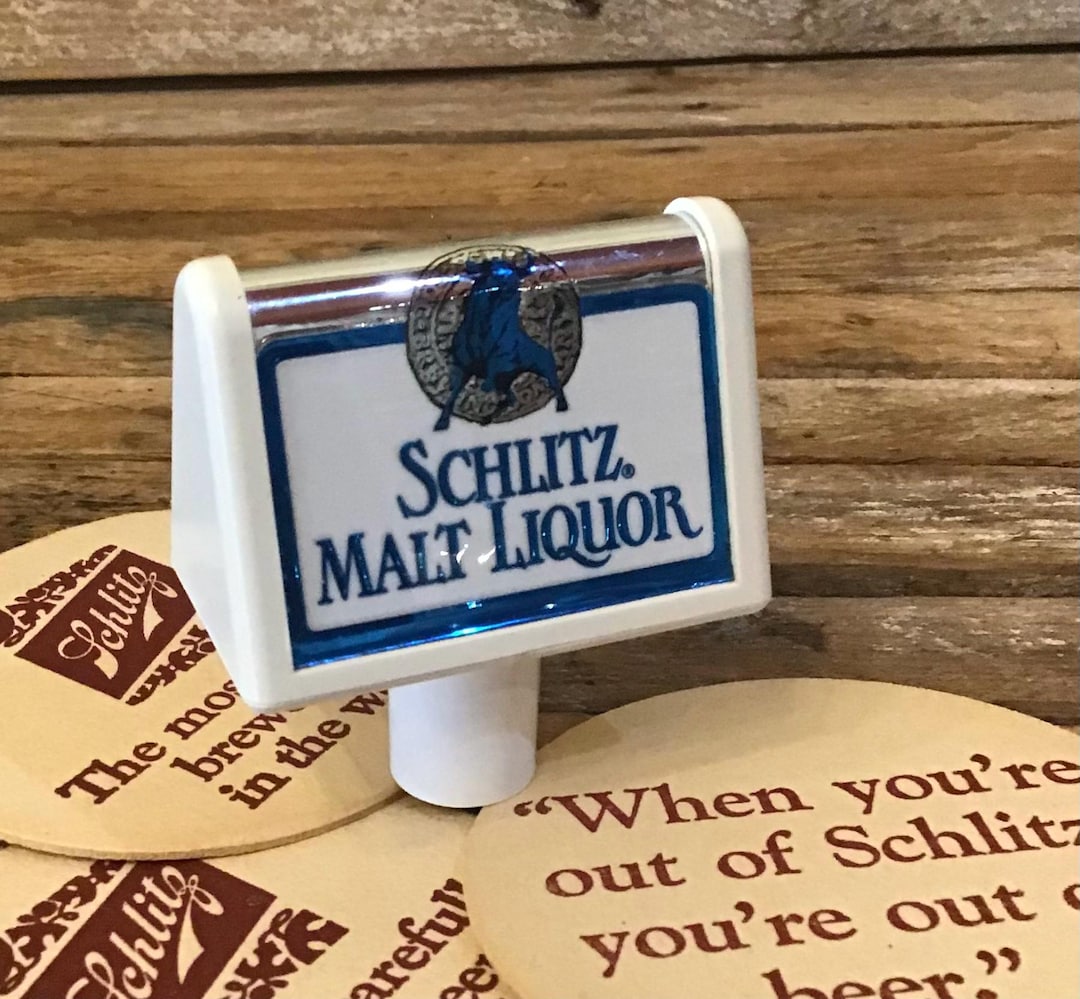 Schlitz Malt Liquor Shorty Beer Tap Handle, White and Blue Acrylic ...