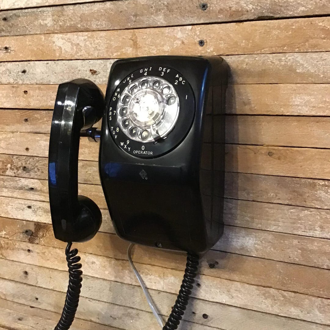 Converted Dial Wall Phone, Black Shiny Finish American Electric Co ...