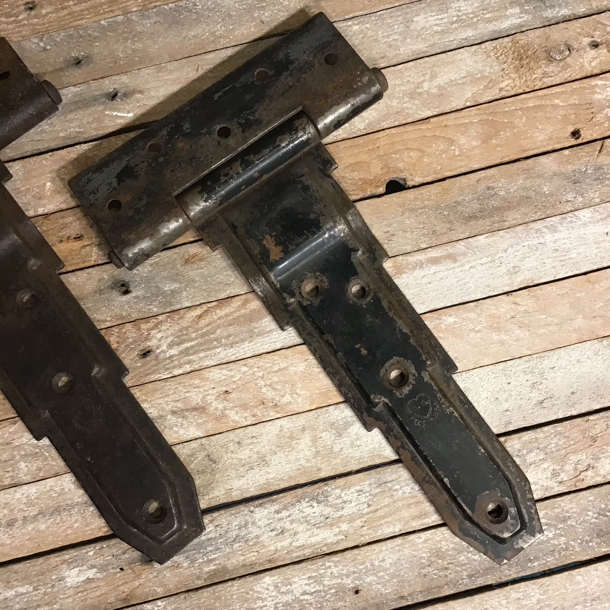 Big Hinges, Vintage Metal Hinge Set of 3 Heavy Weight Black Painted ...