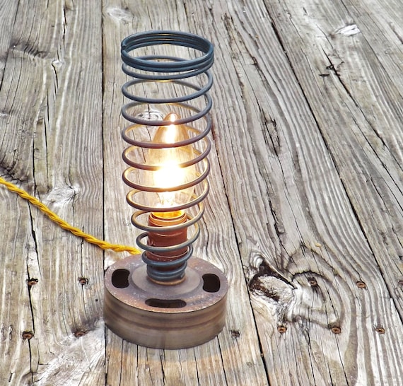 Industrial upcycle table lamp Steampunk accent light recycle | Etsy