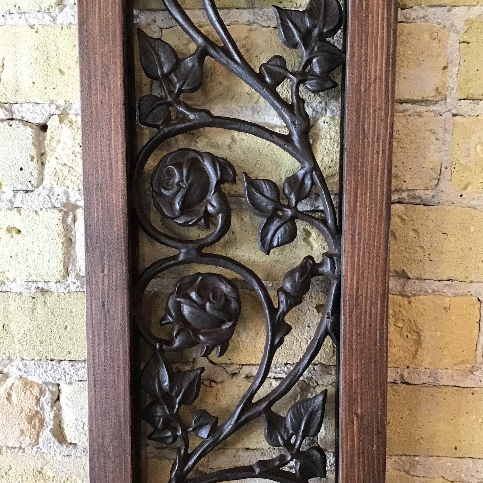 Framed Wrought Iron Scroll Work, Decorative Roses and Leaves on Vines ...