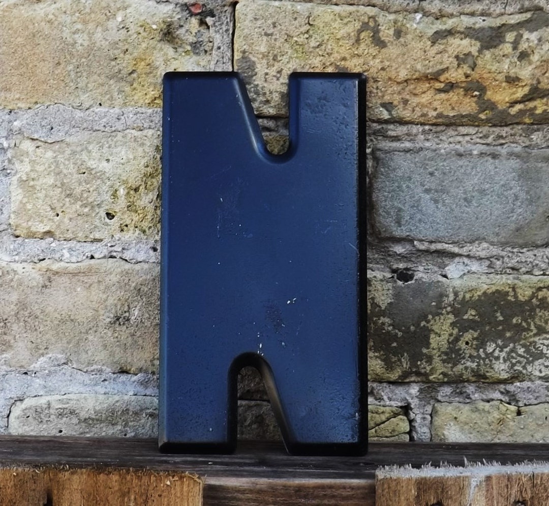 Black Painted Letter Capital N Enameled Letter 7.5 Inches Tall W Clips ...