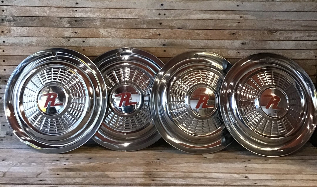 Complete Set of Four 1957 Nash Rambler Hubcaps Polished Chrome, Vintage ...