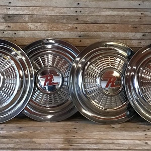 Complete Set of Four 1957 Nash Rambler Hubcaps Polished Chrome, Vintage ...
