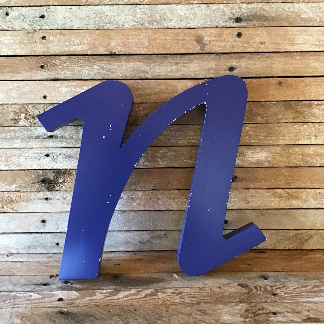 Vintage Blue Enamel Letter N Cast Aluminum 12.25-inch-tall Signage ...